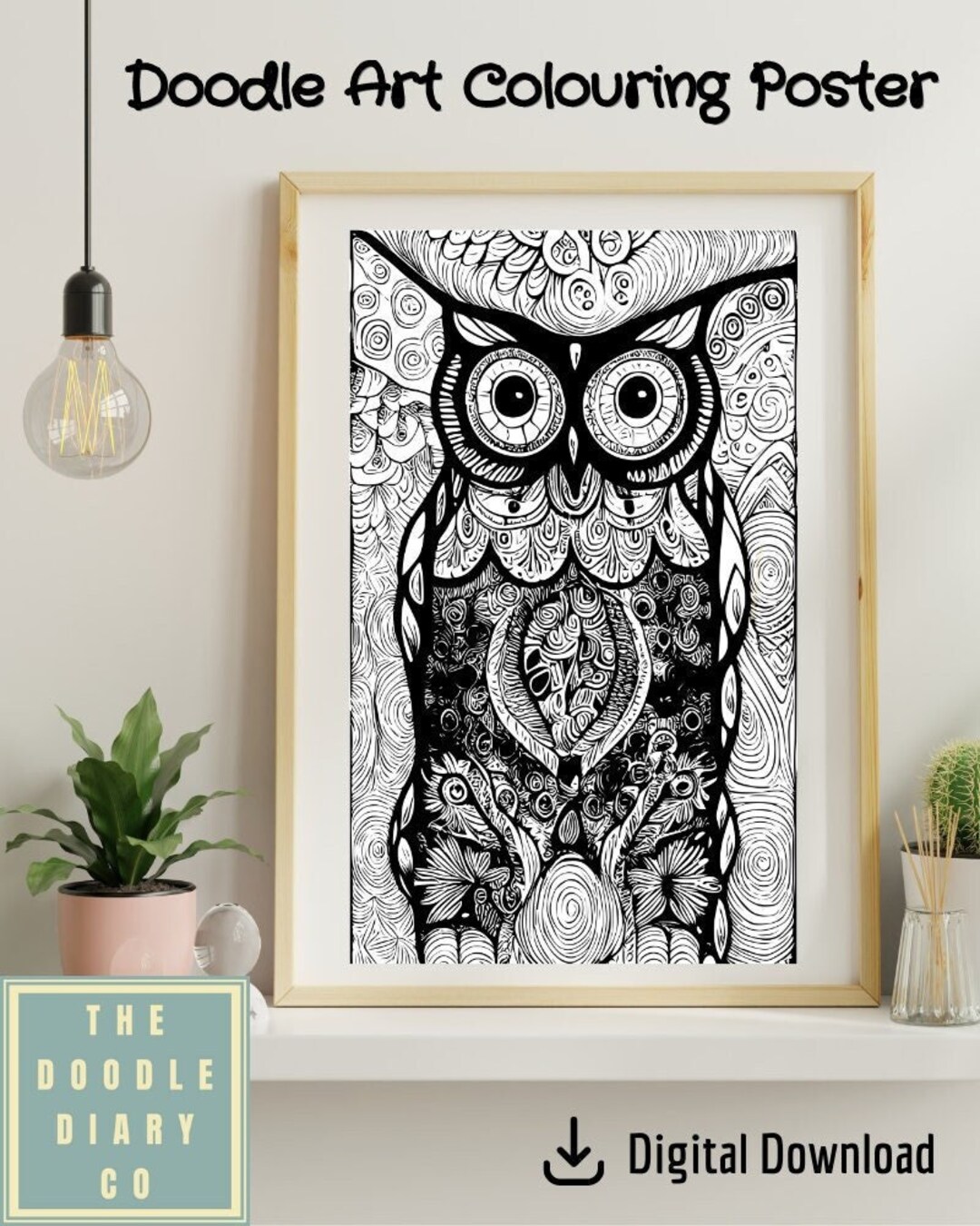 Doodle Art Owl 1 Colouring Poster - Etsy