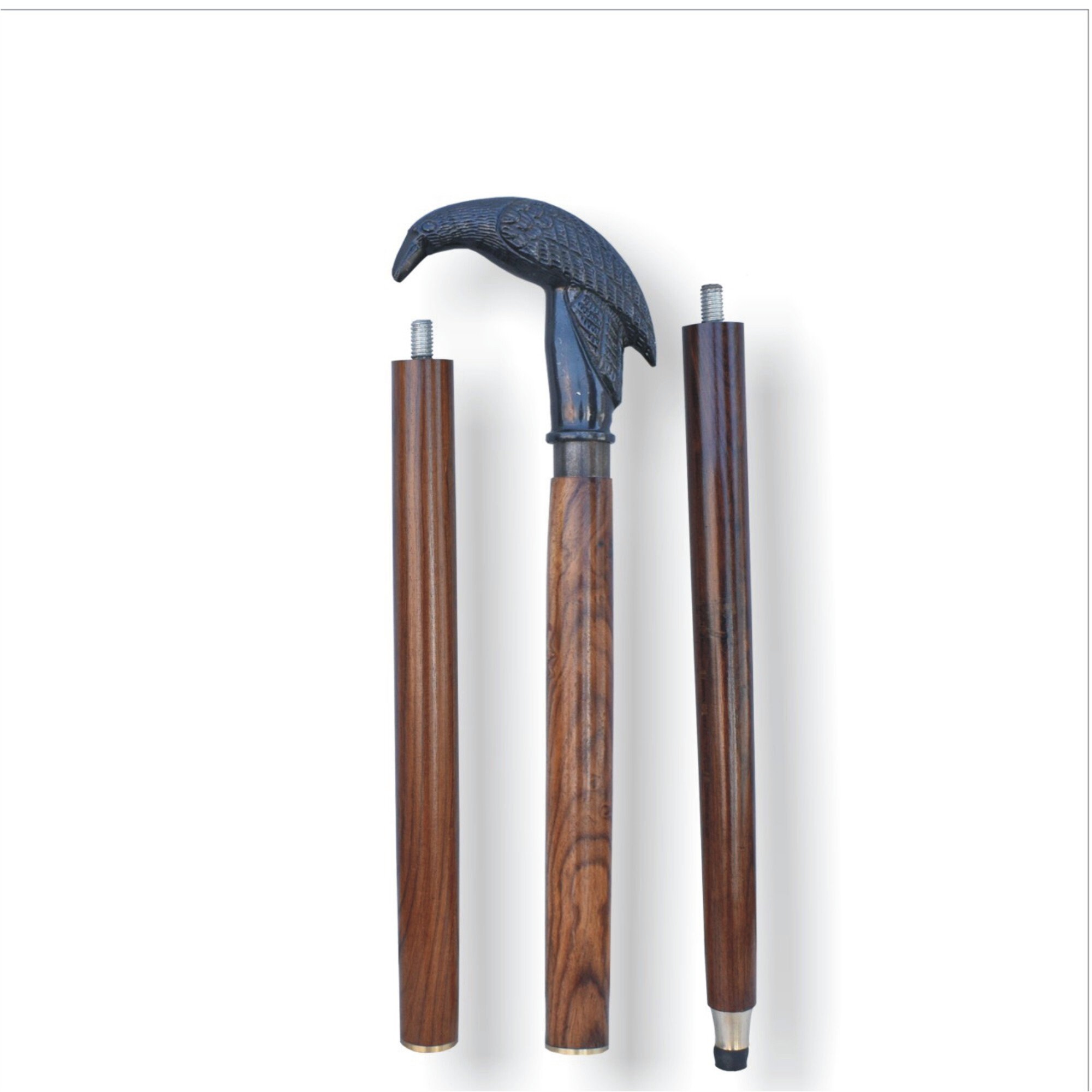 Brown Brass Raven Crow Head Fashion Designer Walking Cane With Rubber ...