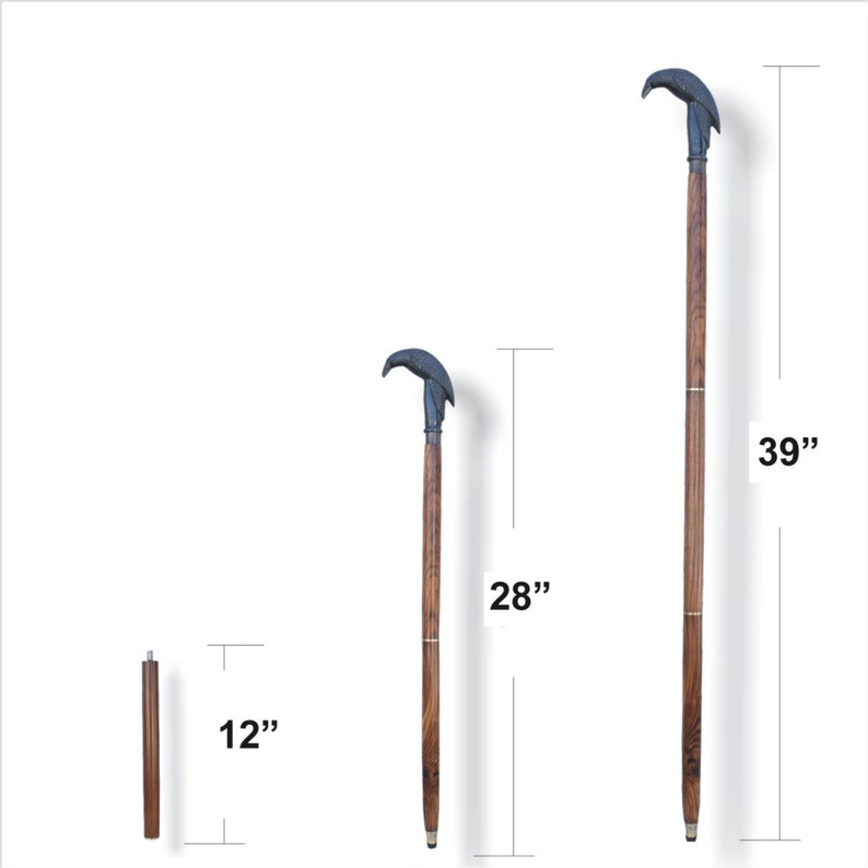 Brown Brass Raven Crow Head Fashion Designer Walking Cane With Rubber ...