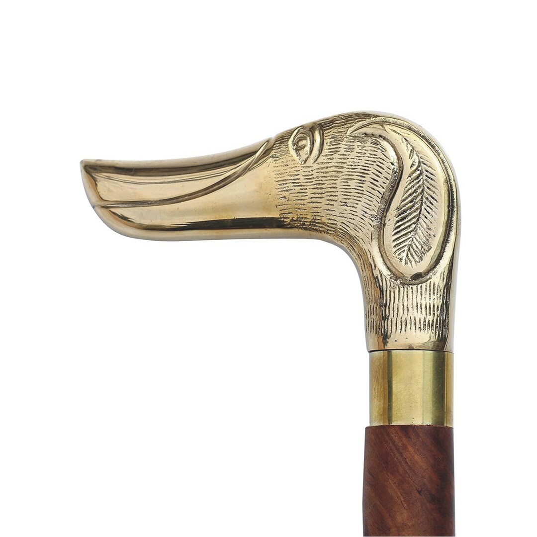 Long Nose Dog Head Shape Solid Brass Handle Wooden Walking Cane Perfect ...