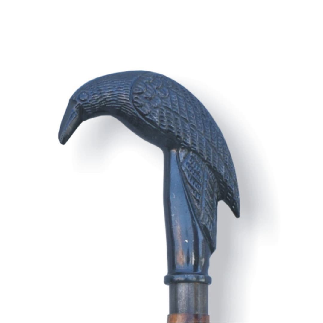 Brown Brass Raven Crow Head Fashion Designer Walking Cane With Rubber ...