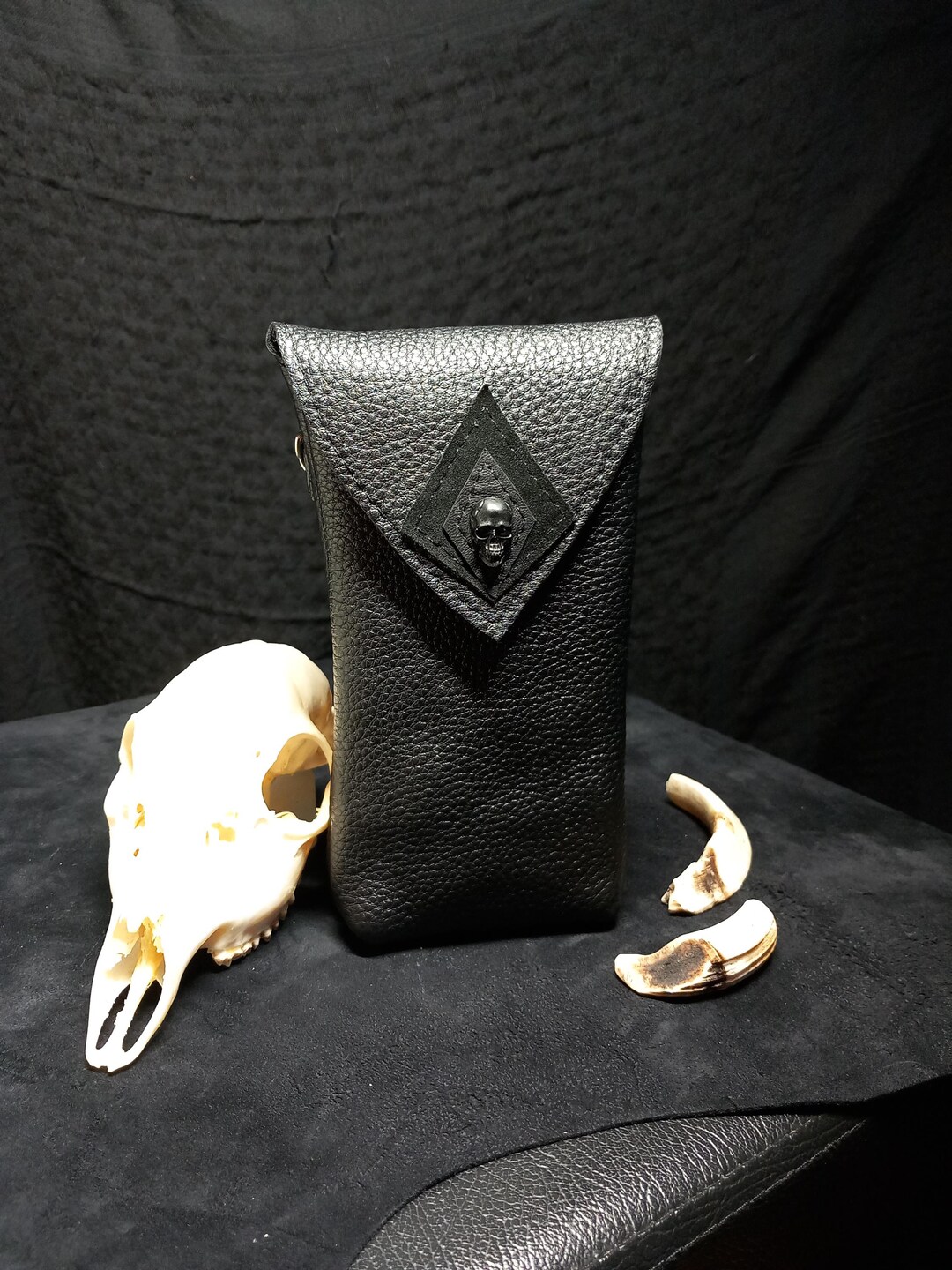 Selkie Cell Phone Case With Skull - Leather Cell Phone Case - Gothic ...