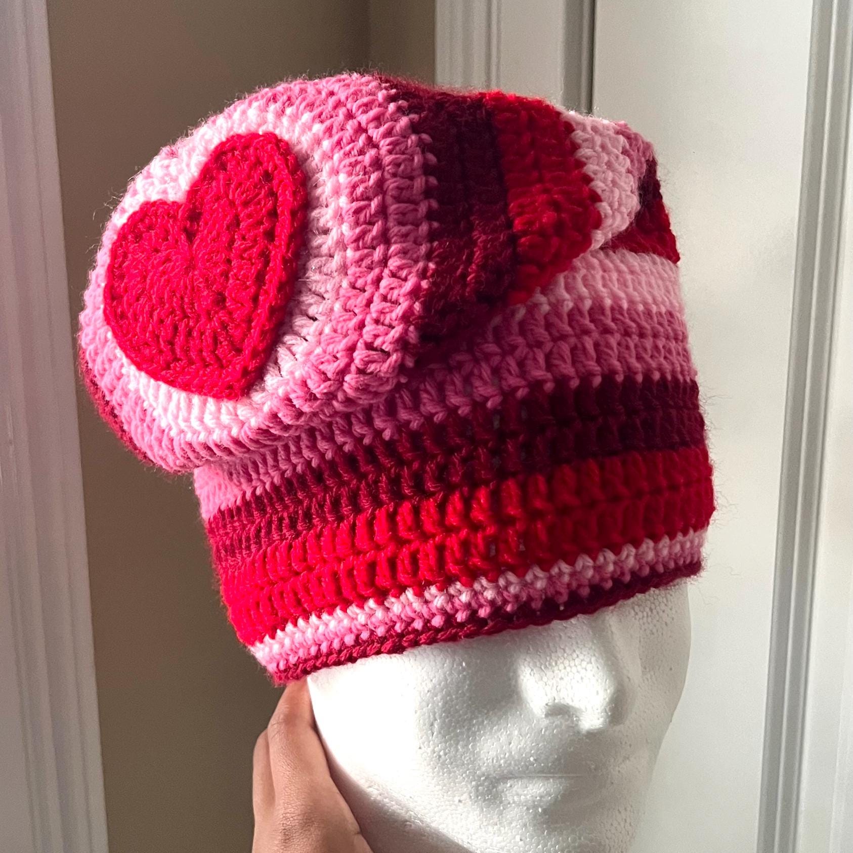 Crochet Slouchy Beanie With Heart (custom) - Etsy
