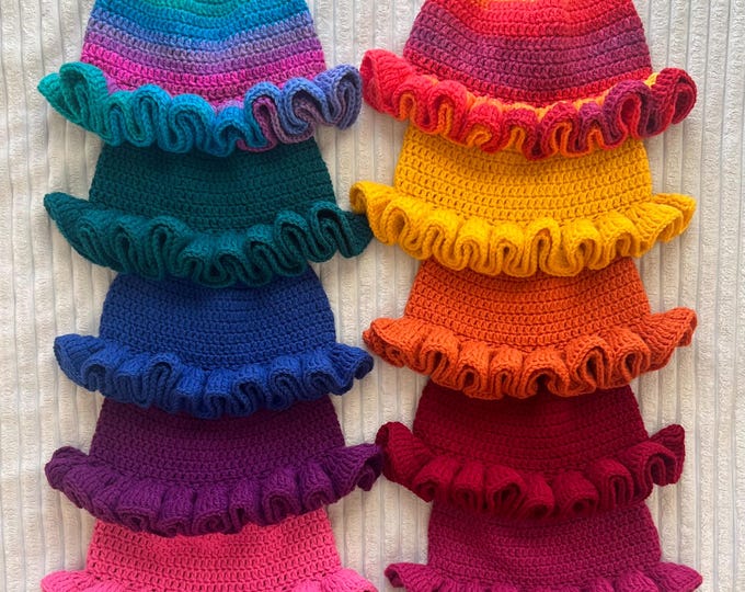 Crochet Ruffle Hats (pre-made/ready to Ship) - Etsy