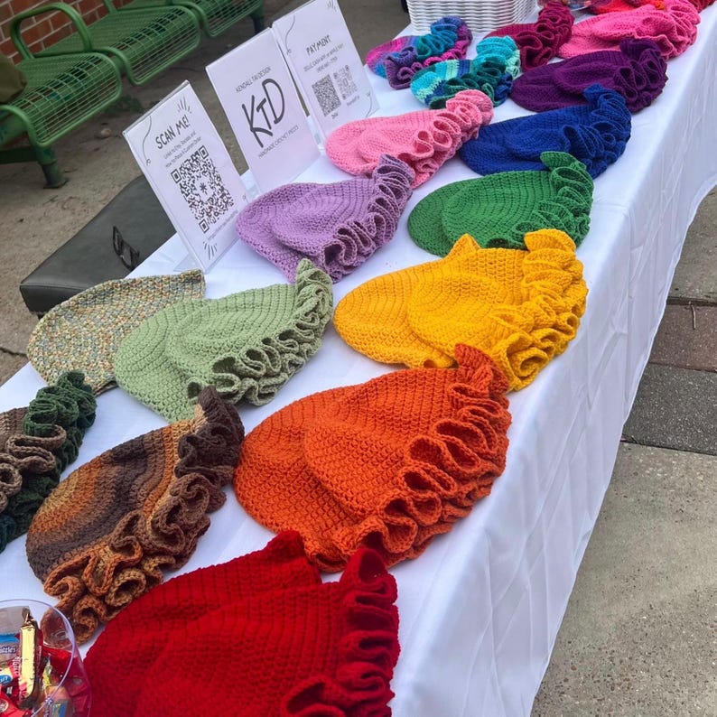 Crochet Ruffle Hat regular Yarn - Etsy