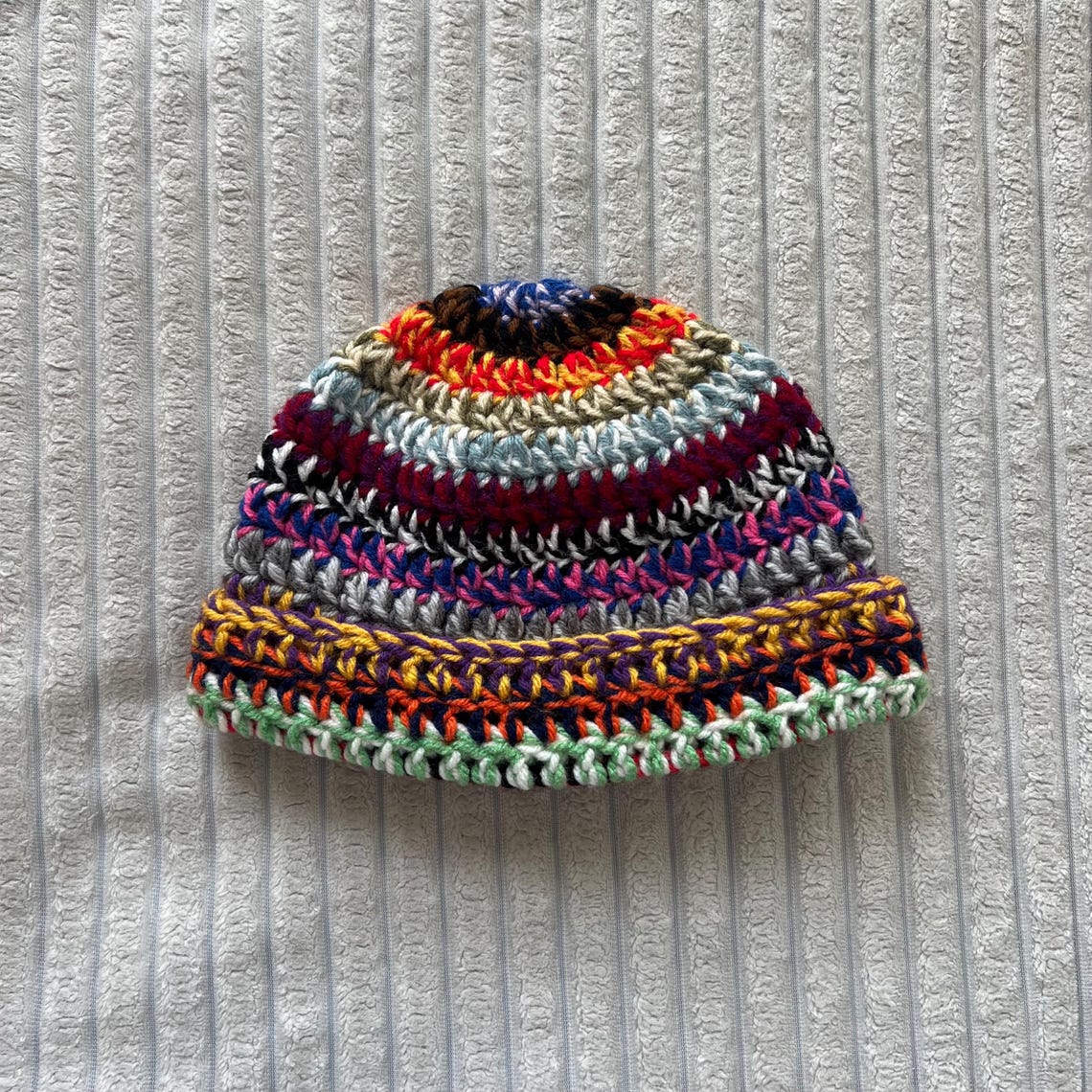 Crochet Scrap Yarn Hat pre-made/ready to Ship - Etsy