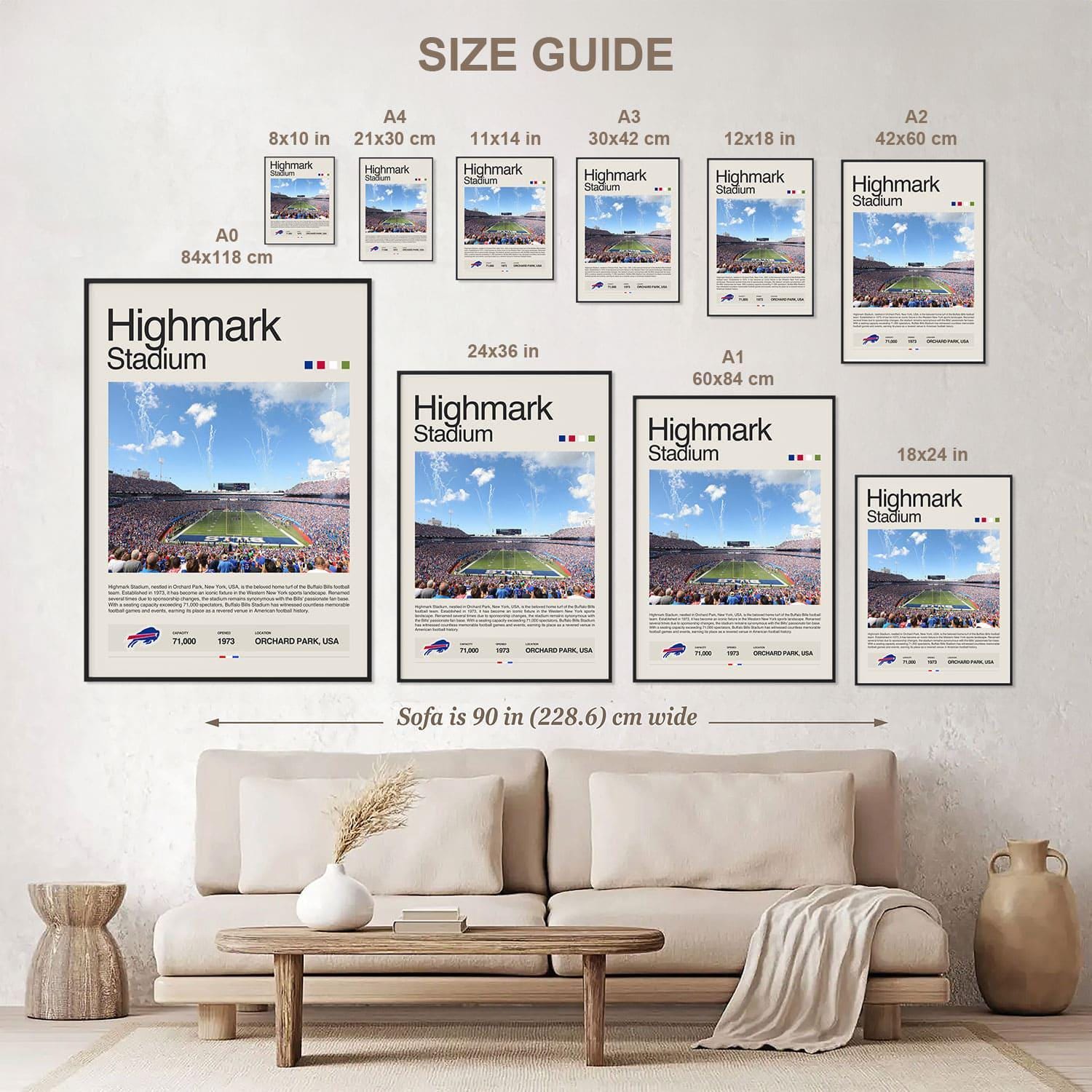 Highmark Stadium Poster Mid Century Modern, Preppy Prints Vintage ...