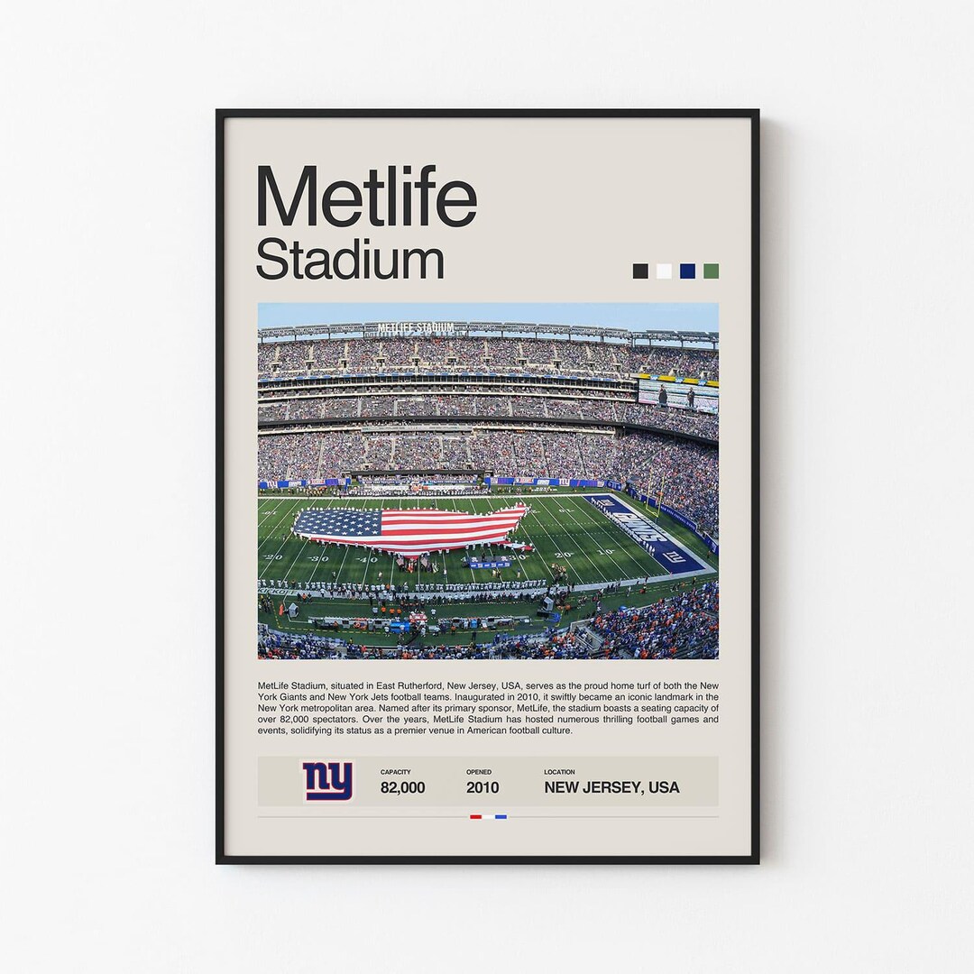 Metlife Stadium Poster Mid Century Modern, Preppy Prints Vintage Poster ...