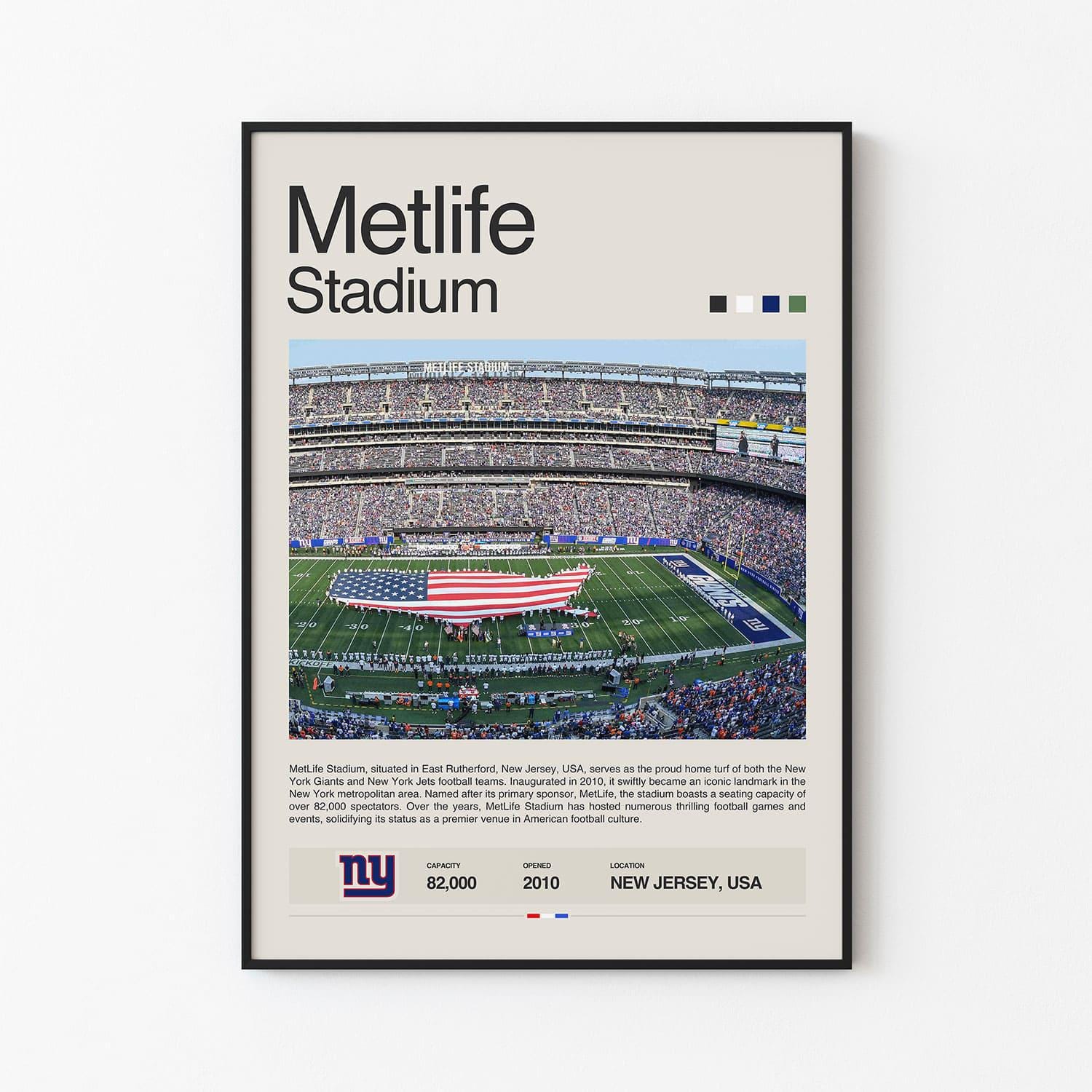 Metlife Stadium Poster Mid Century Modern, Preppy Prints Vintage Poster ...
