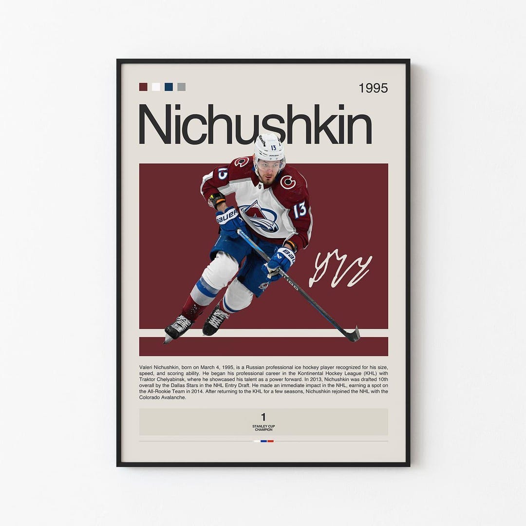 Valeri Nichushkin Poster ,colorado Avalanche, Hockey Poster Print ...