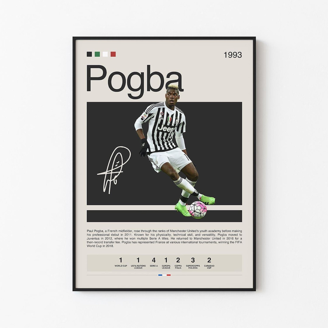 Paul Pogba Poster, French Footballer, Soccer Jersey, Sports Poster ...