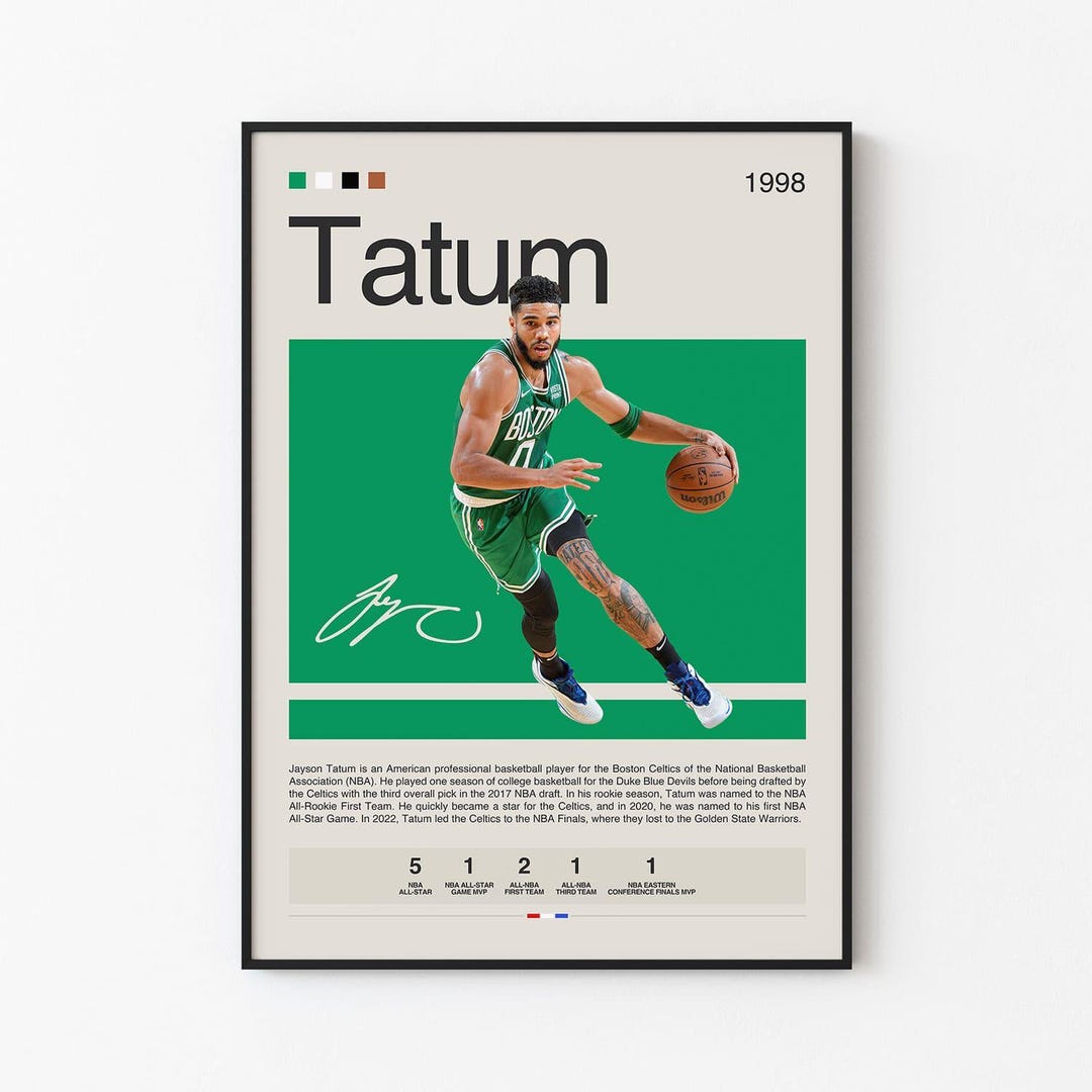 Jayson Tatum Poster, Boston Celtics Poster, NBA Poster, Sports Poster ...