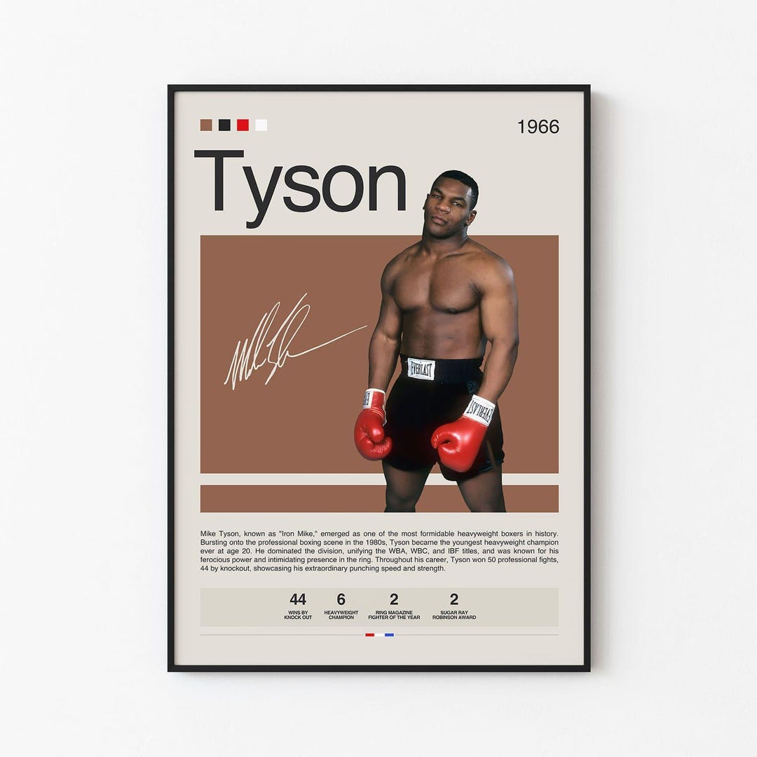 Mike Tyson Poster, Boxing Poster, Sports Poster, Boxing Wall Art, Mid ...