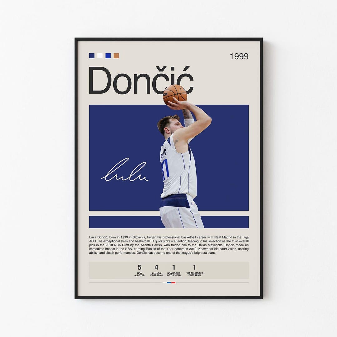 Luka Dončić Poster, Dallas Mavericks Print, NBA Poster, Sports Poster ...