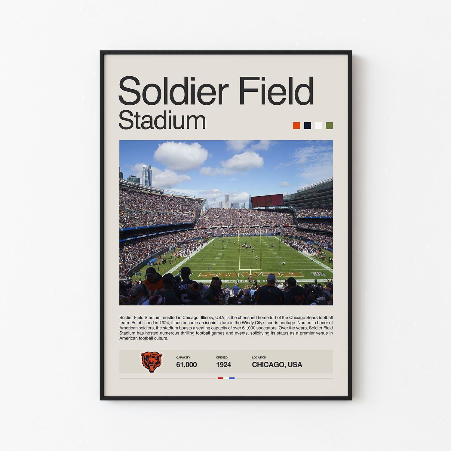 Soldier Field Poster Mid Century Modern, Preppy Prints Vintage Poster ...