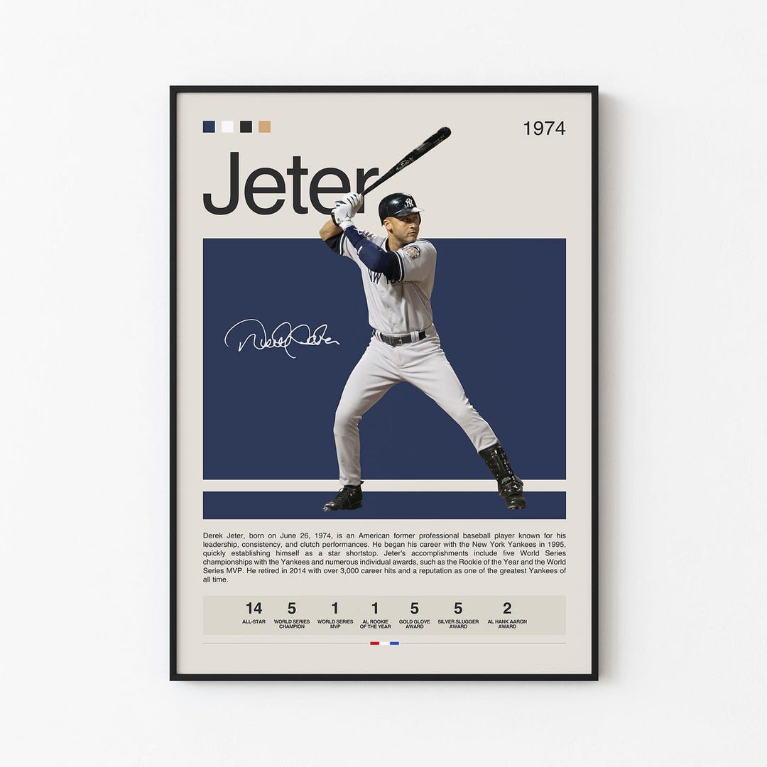 Derek Jeter Poster, New York Yankees Poster, Baseball Prints, Sports ...
