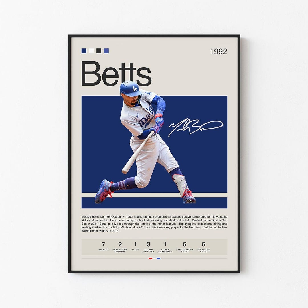 Mookie Betts Poster, Los Angeles Dodgers Poster, Baseball Prints ...