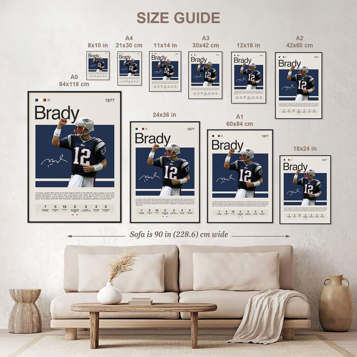 Tom Brady Poster, New England Patriots Print, NFL Poster, Sports Poster ...