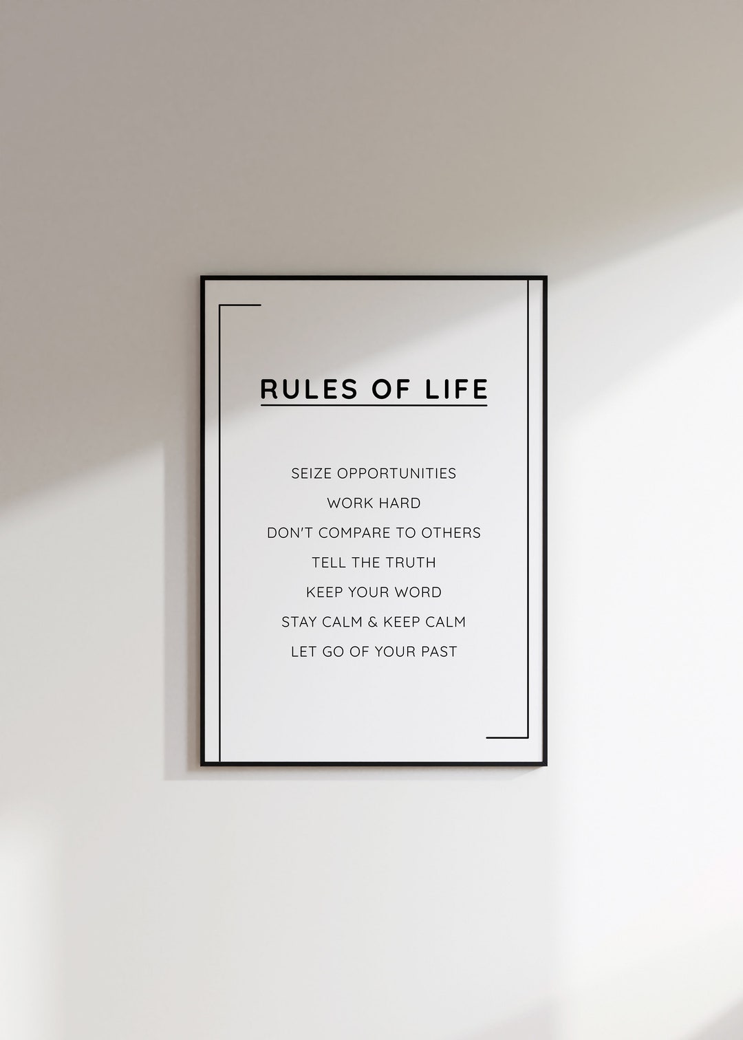 Rules of Life Quote Motivational Wall Art Inspirational - Etsy