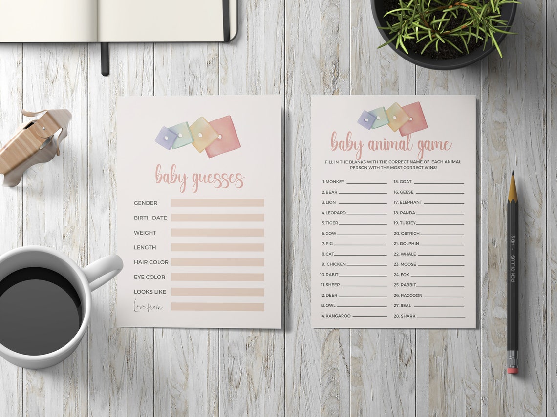 Baby Guesses Game Printable Baby Shower Game Baby Animal - Etsy