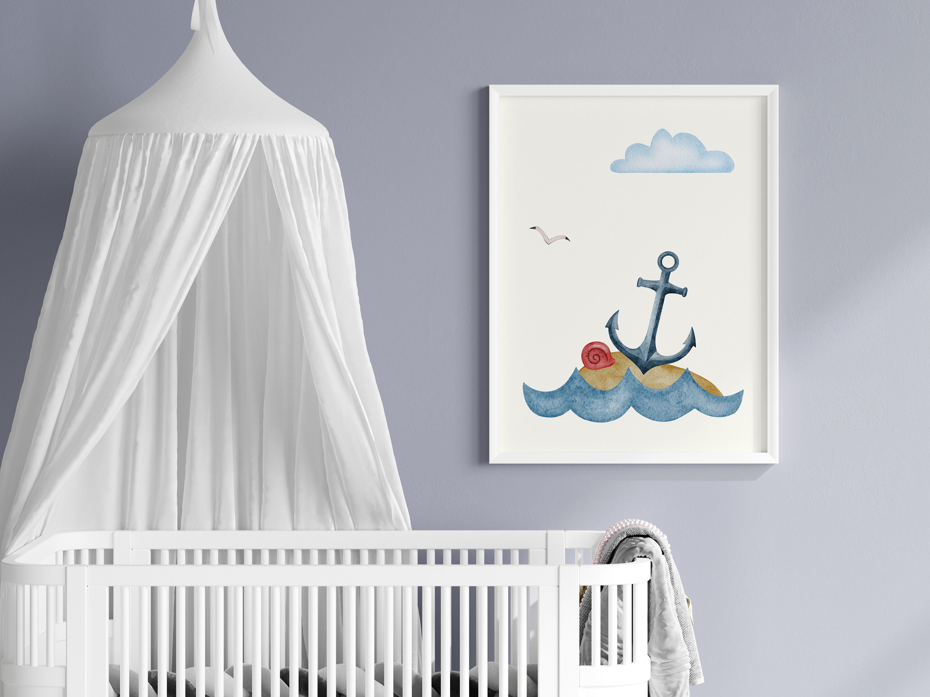 Nautical Wall Art for Neutral Nursery, Lighthouse Anchor Sailboat Set ...
