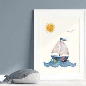 Nautical Wall Art for Neutral Nursery, Lighthouse Anchor Sailboat Set ...