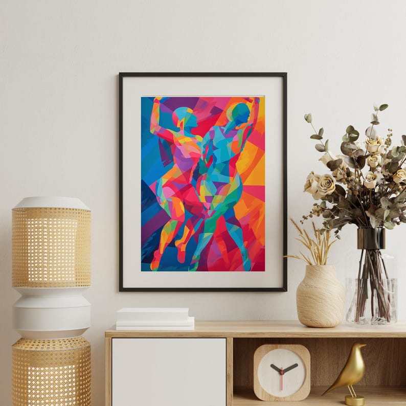 Colorful Dancers Art Print With Passepartout Frame Vibrant Abstract ...