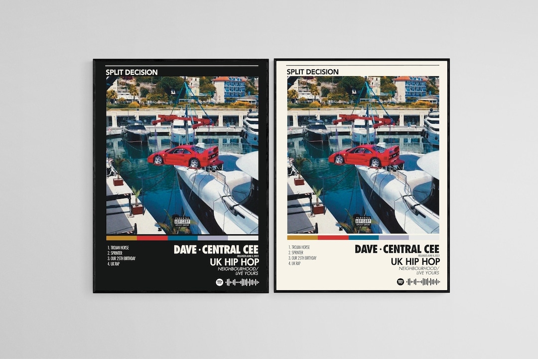 Dave & Central Cee Split Decision Wall-art, Wall Print Album Art Custom ...