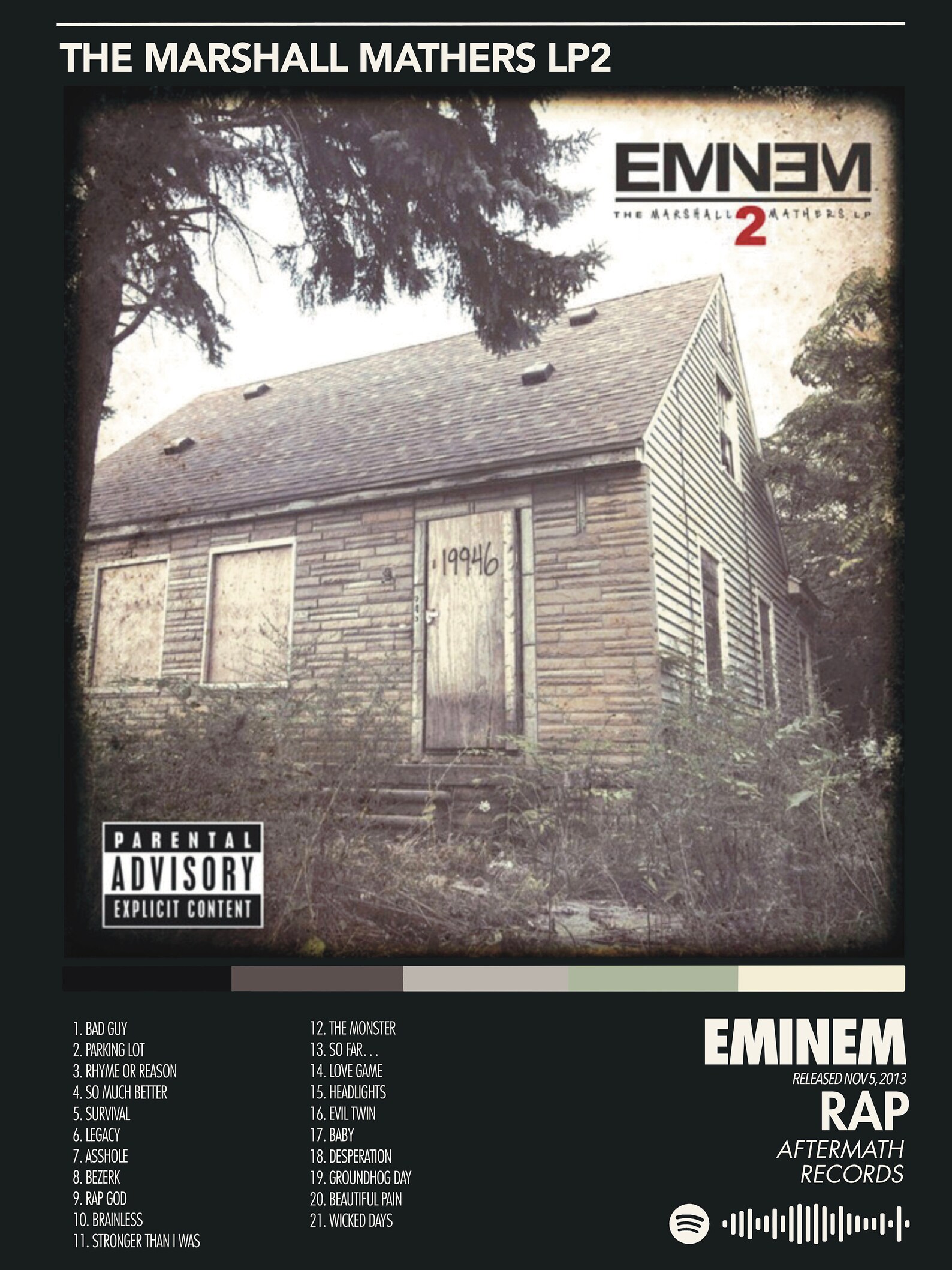 Eminem the Marshall Mathers LP2 Wall-art, Wall Print Album Art Custom ...