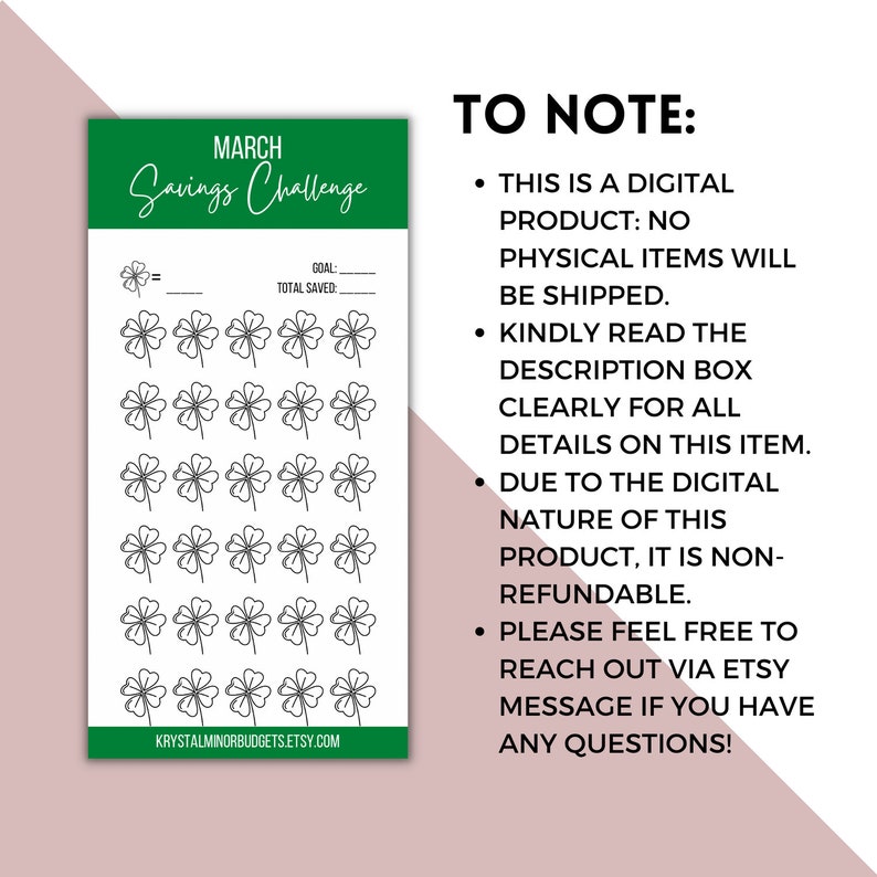Colorful March Saving Challenge Tracker Digital Instant - Etsy
