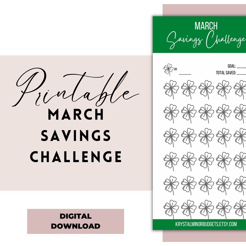 Colorful March Saving Challenge Tracker Digital Instant - Etsy