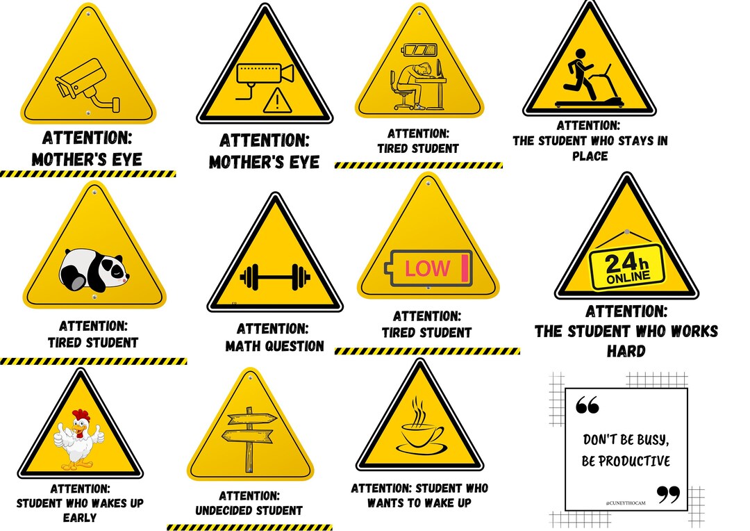 Attention Signs for Students Warning Signs Bundle Attention - Etsy