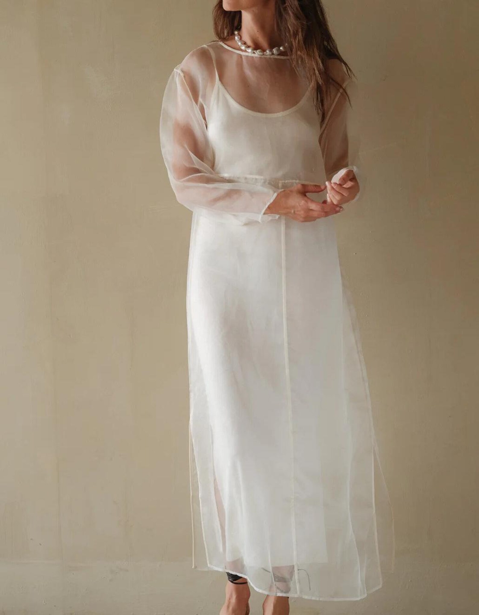 See Throu Sheer Organza Wedding Cover up Simple Wedding Bride Separates ...