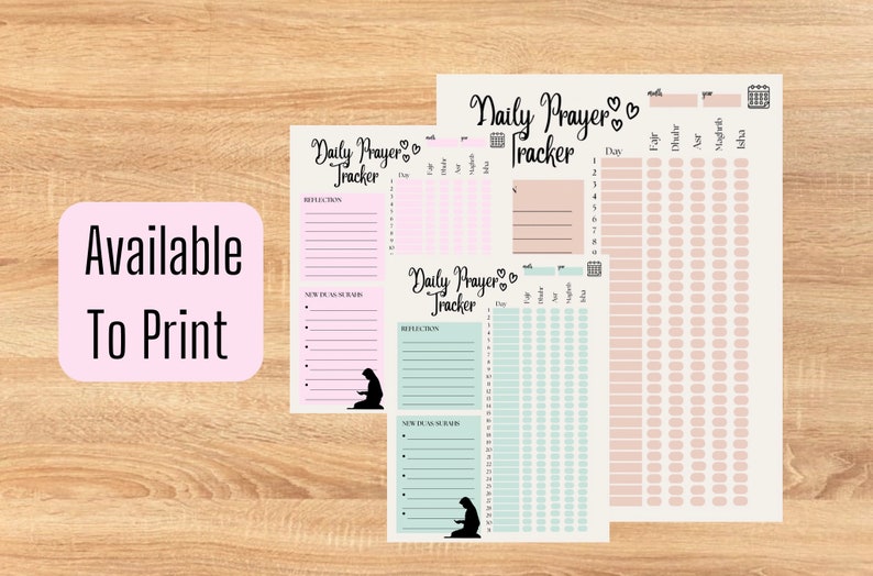 Digital Daily Prayer Tracker. Printable for Muslims. - Etsy