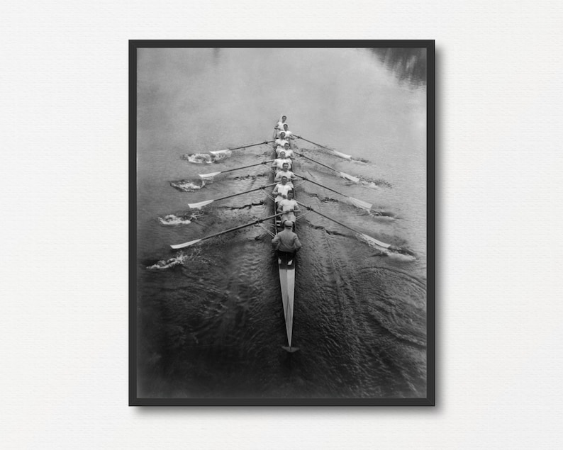 Vintage Rowing Team Crew Photography, Black and White Photo Print ...