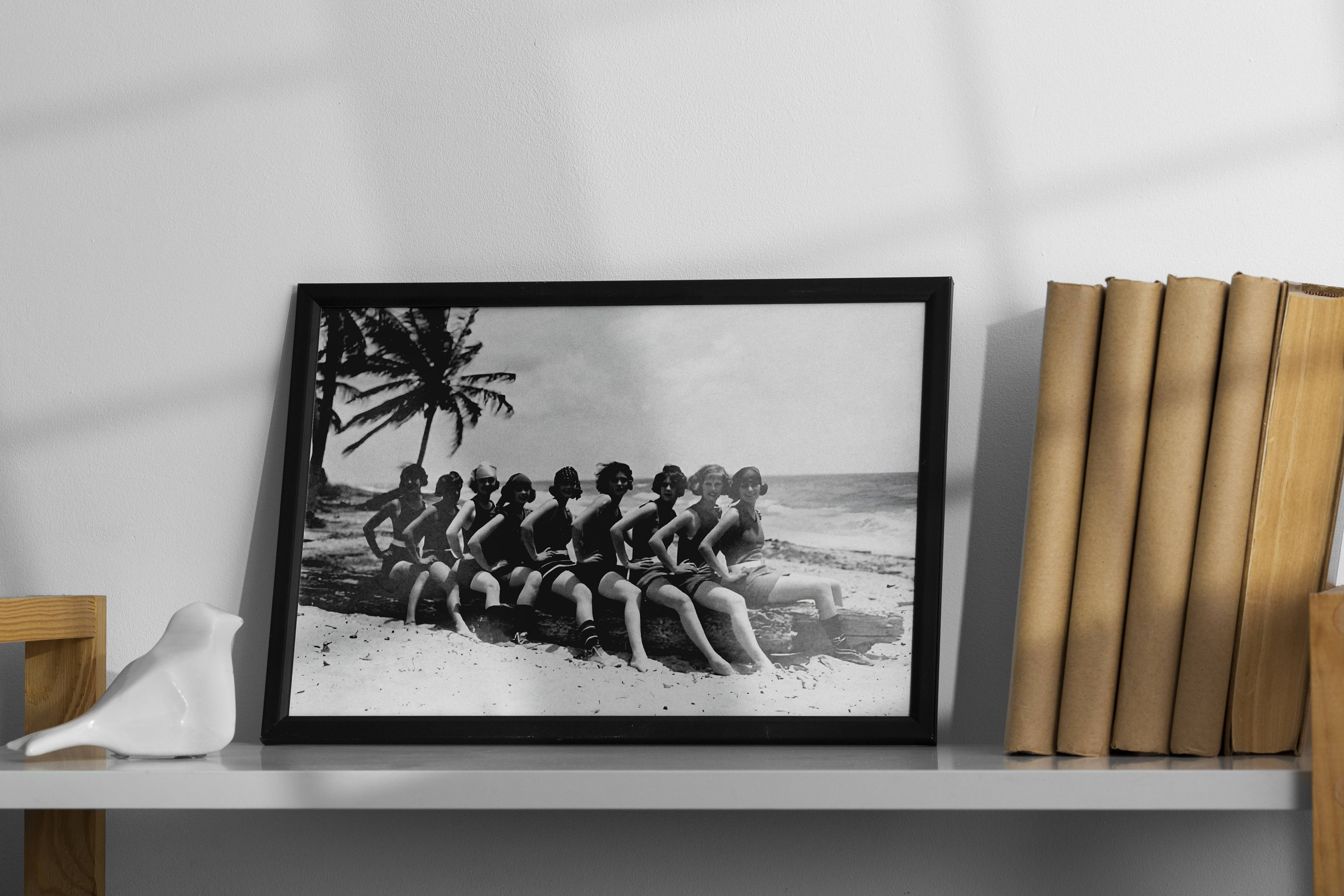 Flappers at the Beach Vintage Photograph, Old Black and White Photo ...