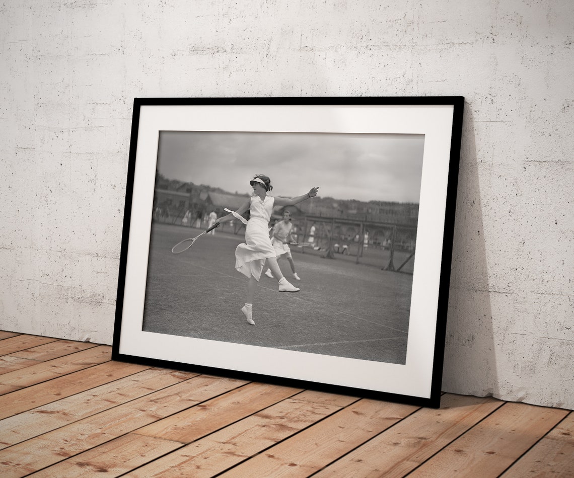 Female Woman Tennis Players Photography, Vintage Black and White Photo ...