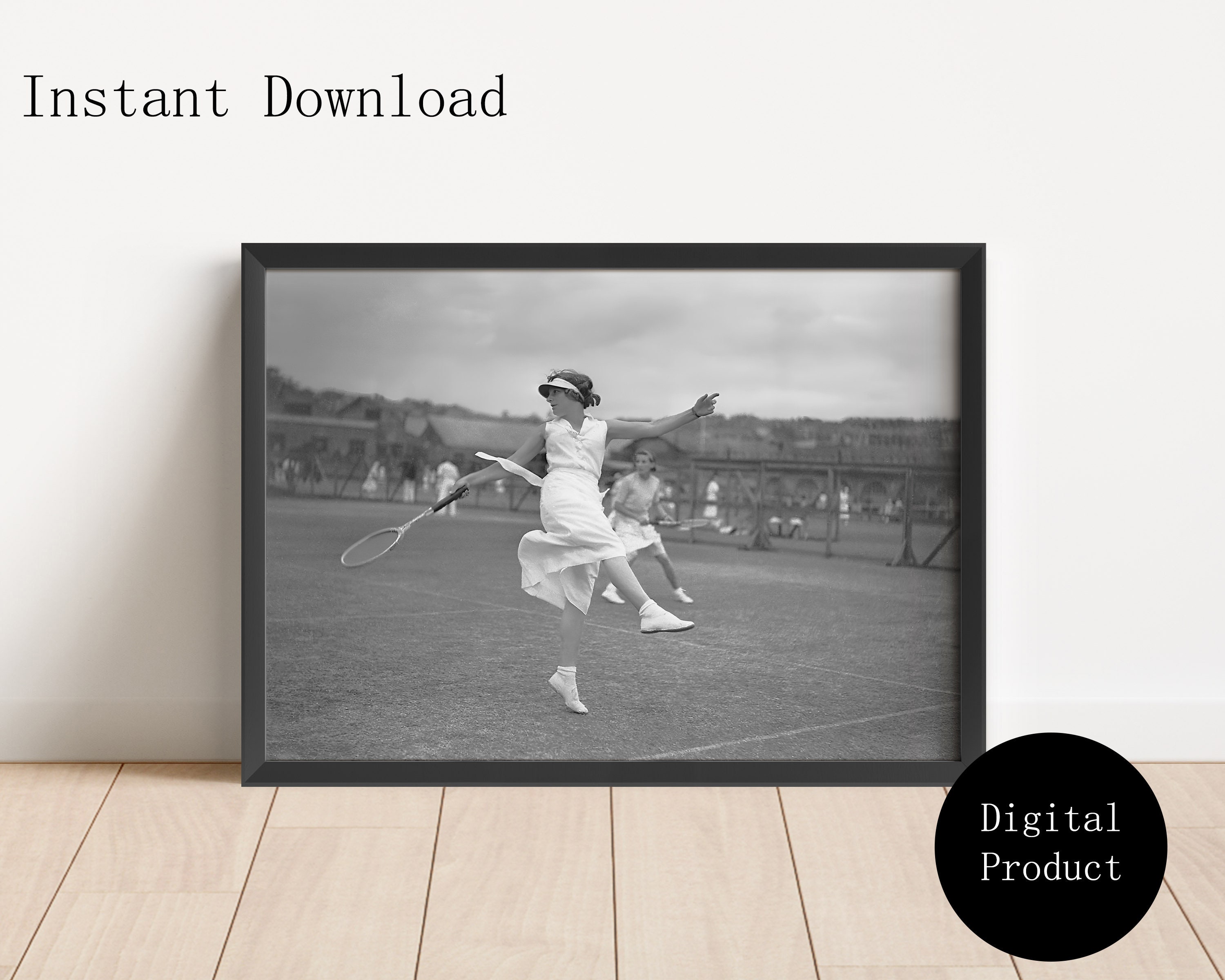 Female Woman Tennis Players Photography, Vintage Black and White Photo ...