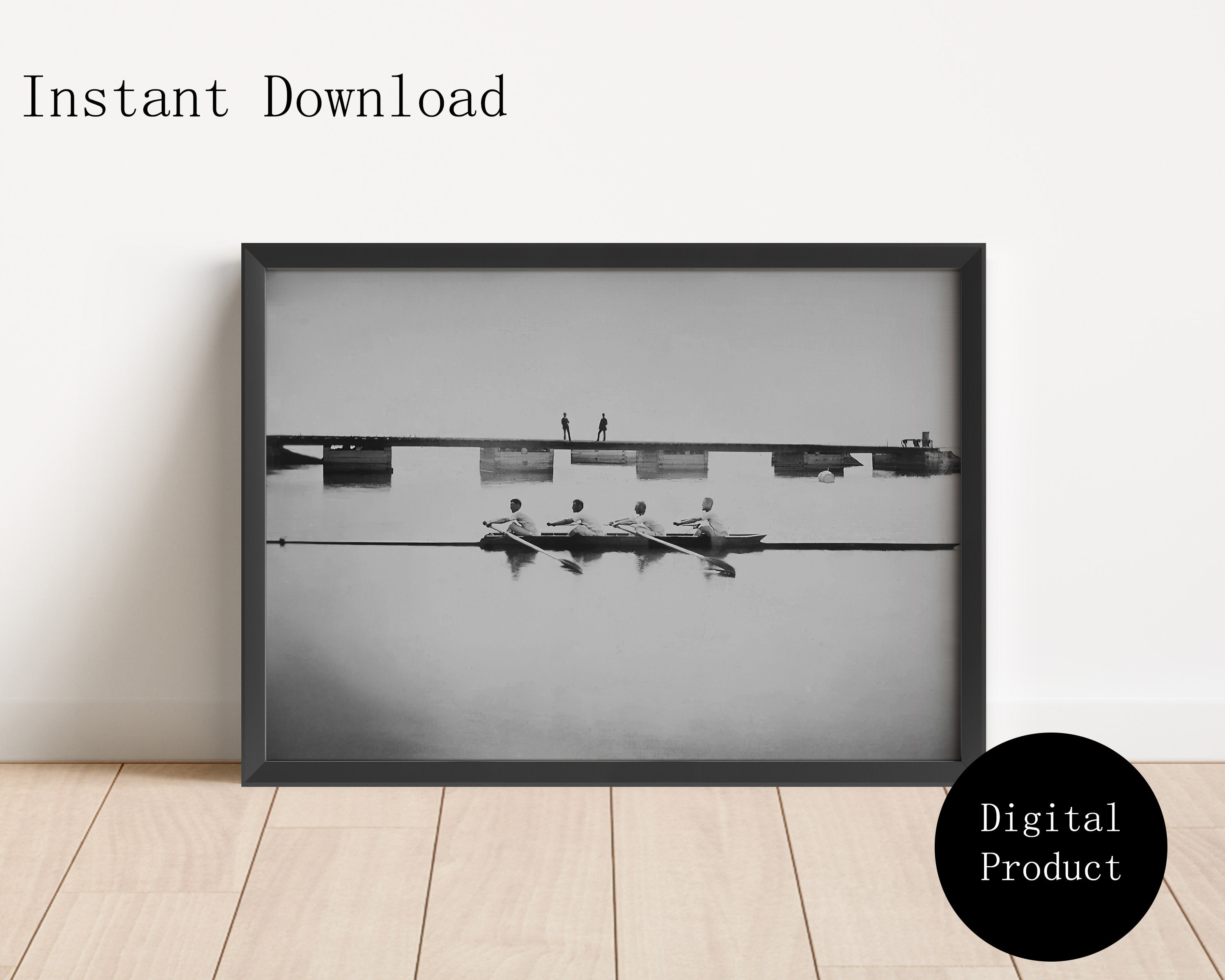 Vintage Rowing Team Crew Photography, Black and White Photo Print ...