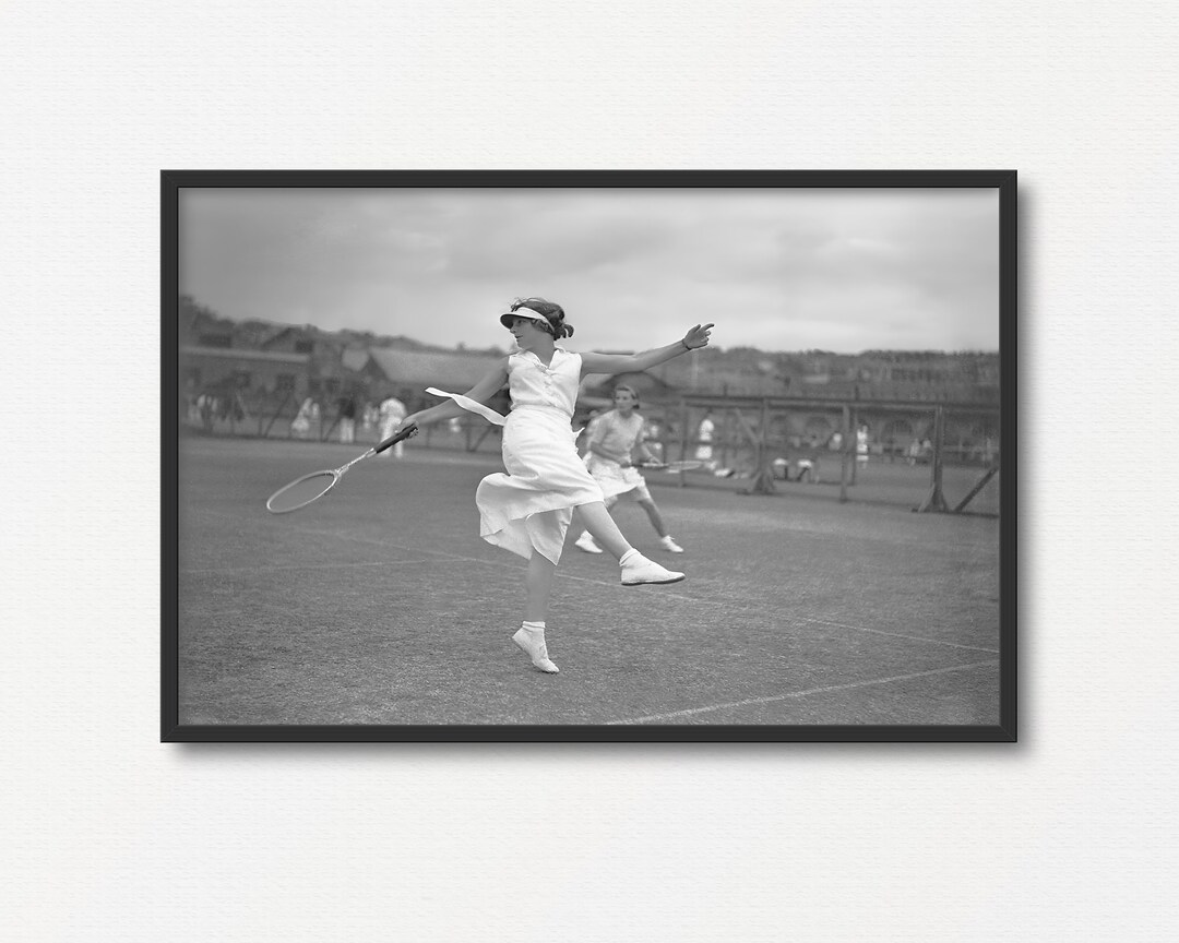 Female Woman Tennis Players Photography, Vintage Black and White Photo ...