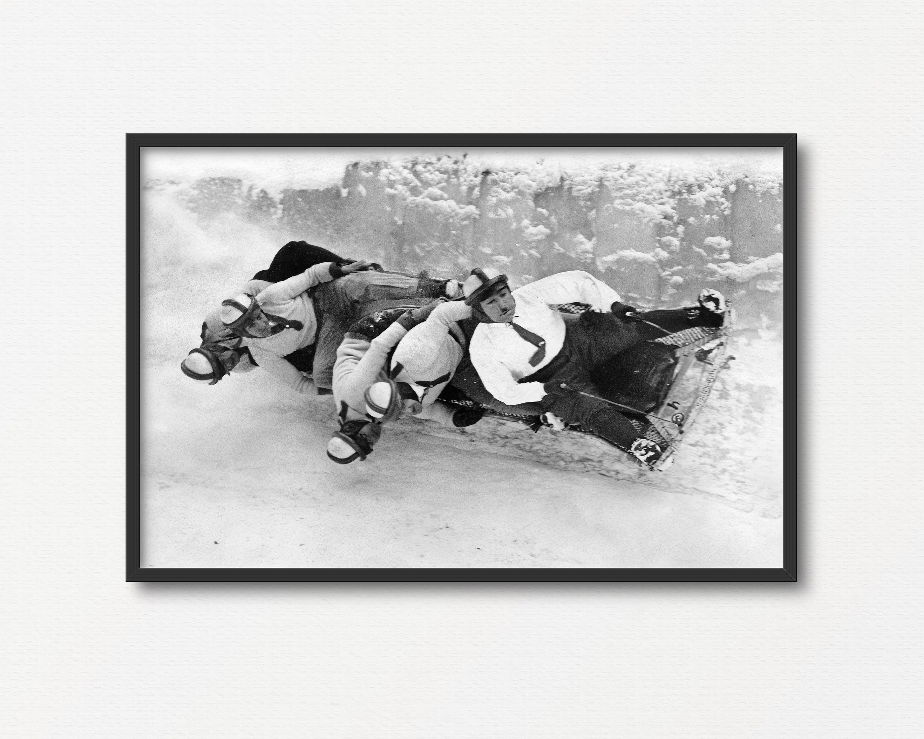 Vintage Bobsleigh Team Photo, Old Black and White Photo Print, Winter ...