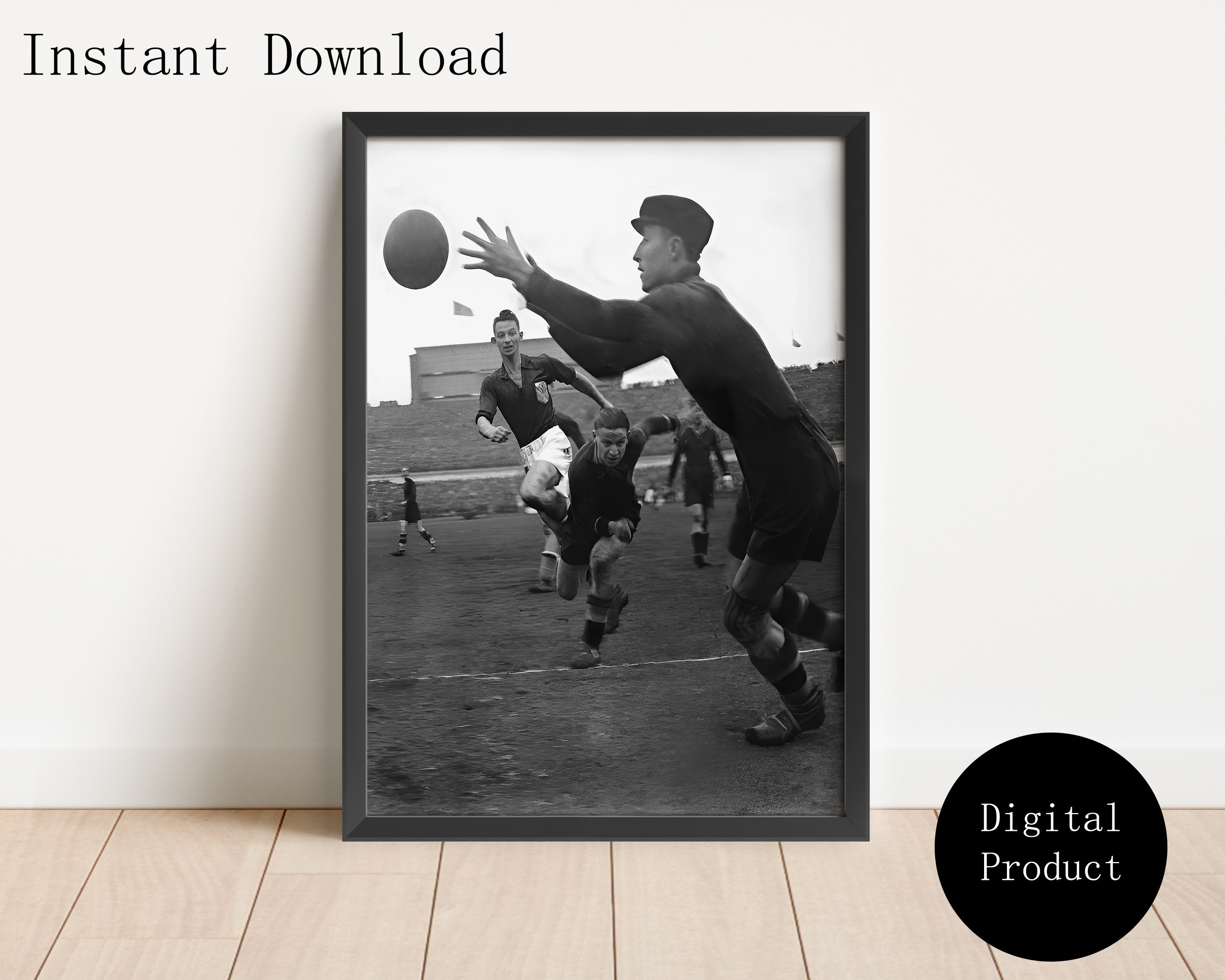 Vintage Soccer Football Match Photo, Old Black and White Printable ...