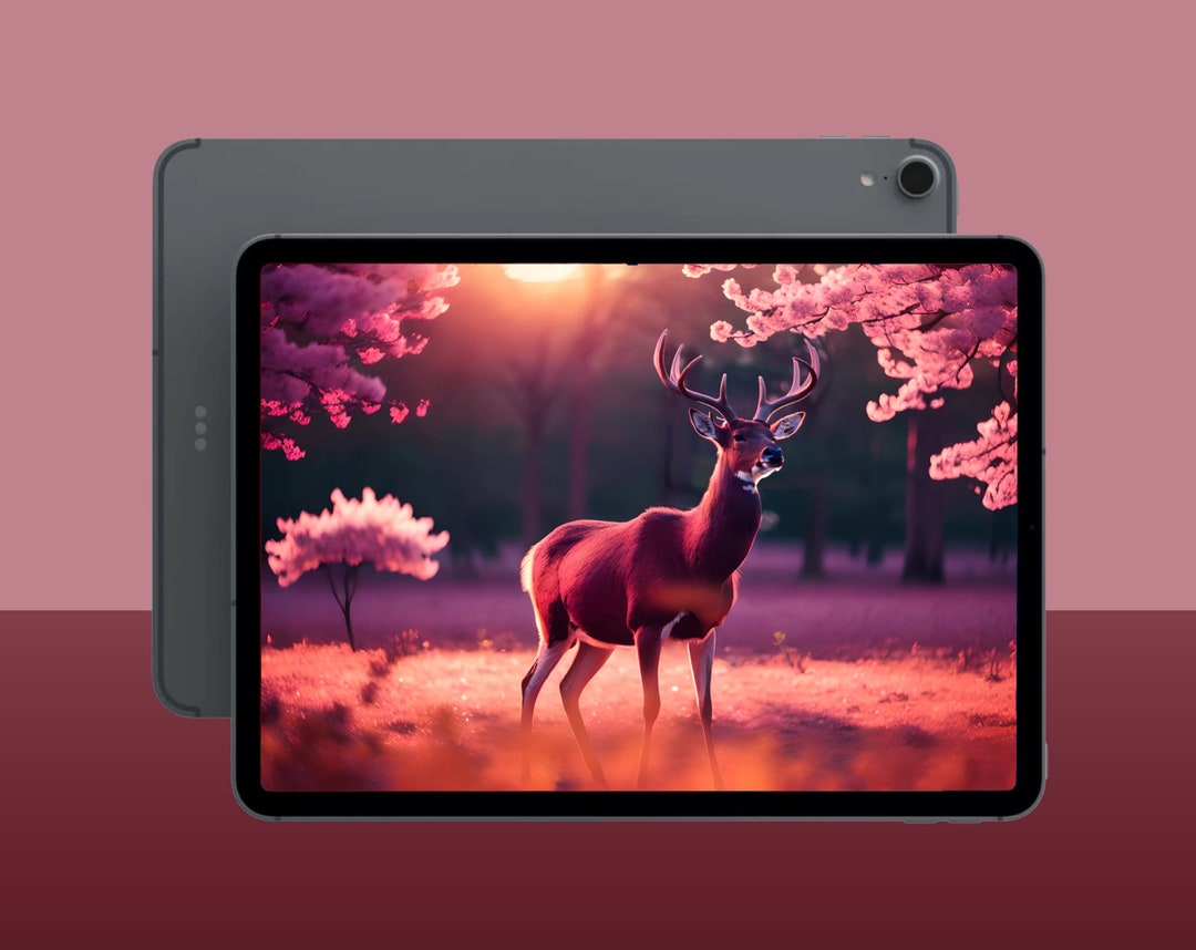 Japanese Sakura Deer, Vaporwave, Pink, iPad Wallpaper - Etsy