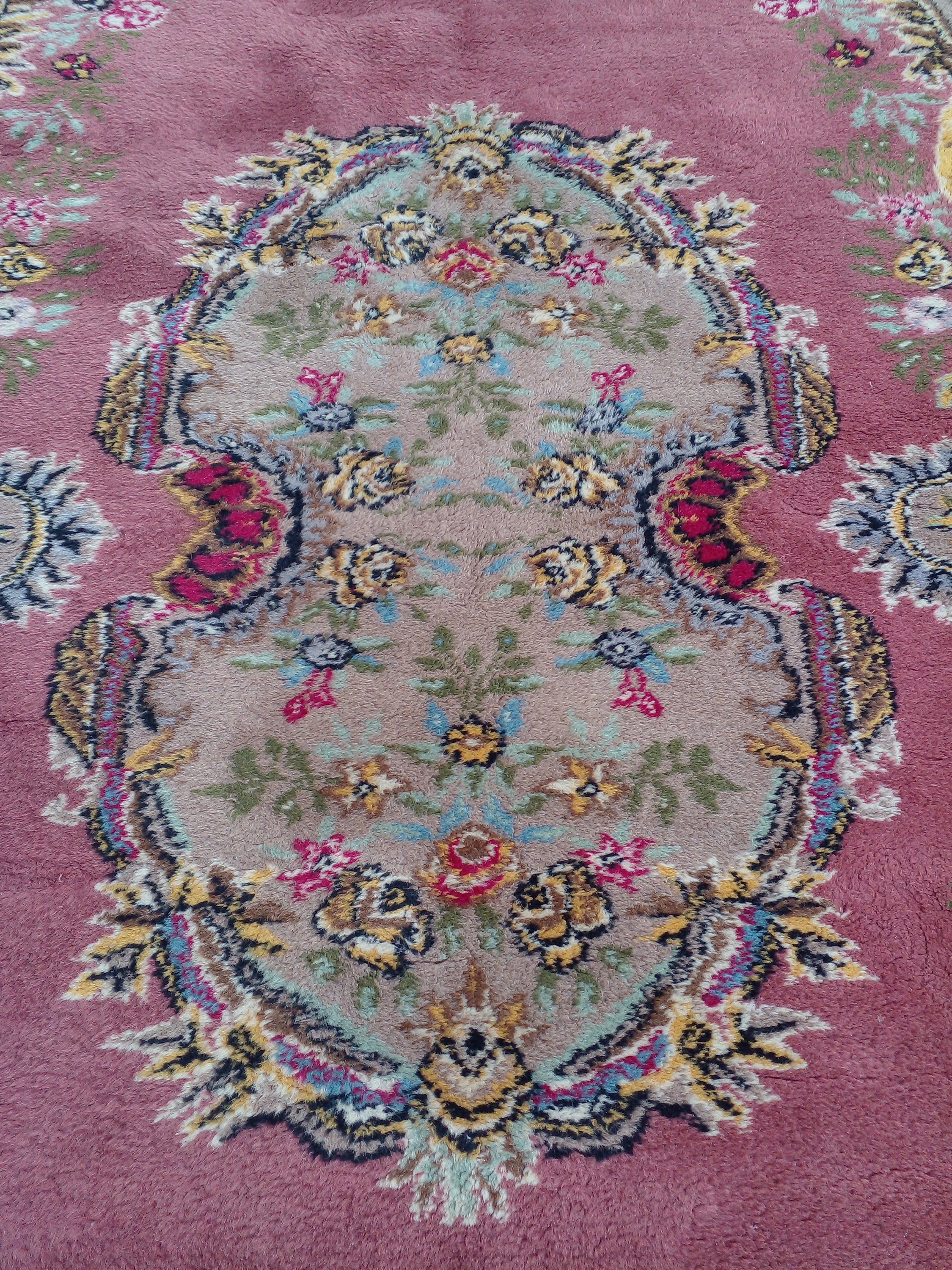 Vintage Rug Handmade From 1930s Hand-dyed Organic Wool 9x5 Ft Geometric ...