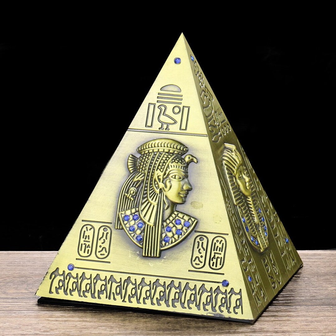 Retro Pyramid Piggy Bank in Bronze- Egyptian Coin Statue - Pharaoh ...