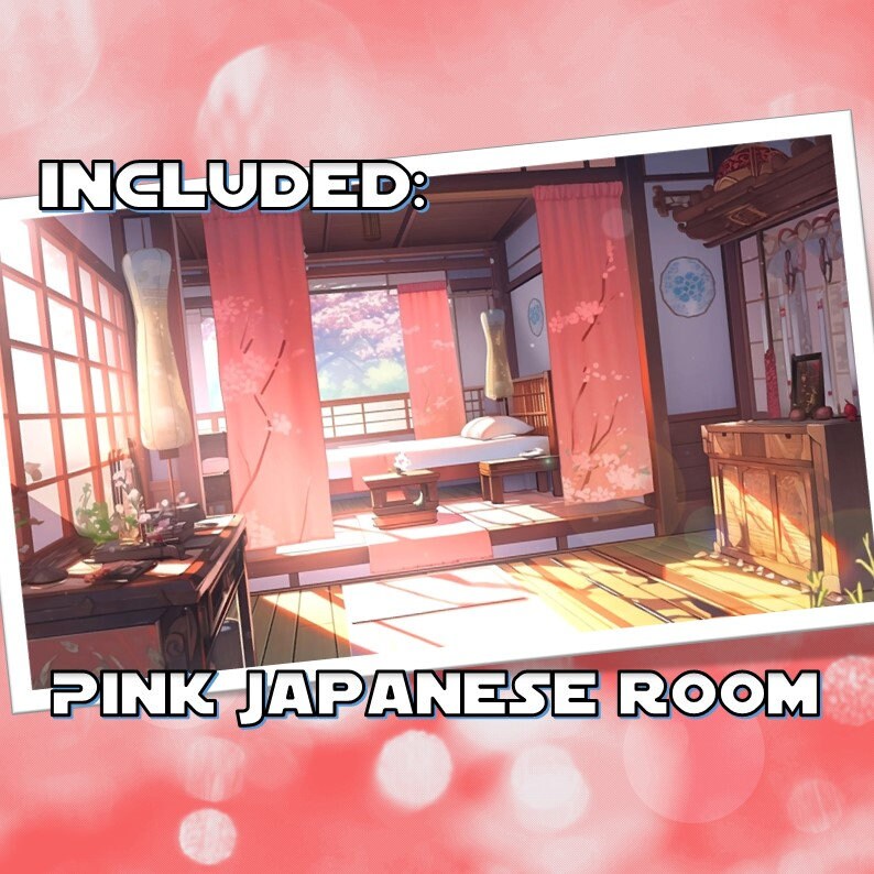 3 X VTUBER ANIMATED BACKGROUND - Pink Room Bundle (3 Rooms, Loop, 1080p ...