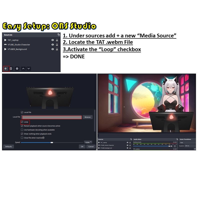 ANIMATED VTUBER ASSET - Drawing Tablet | Laptop | Crystal Flames ...