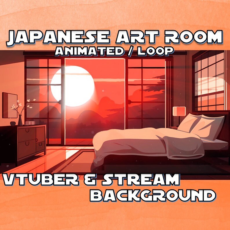 VTUBER ANIMATED BACKGROUND - Japanese Art Room (loop, 1080p, Stream ...
