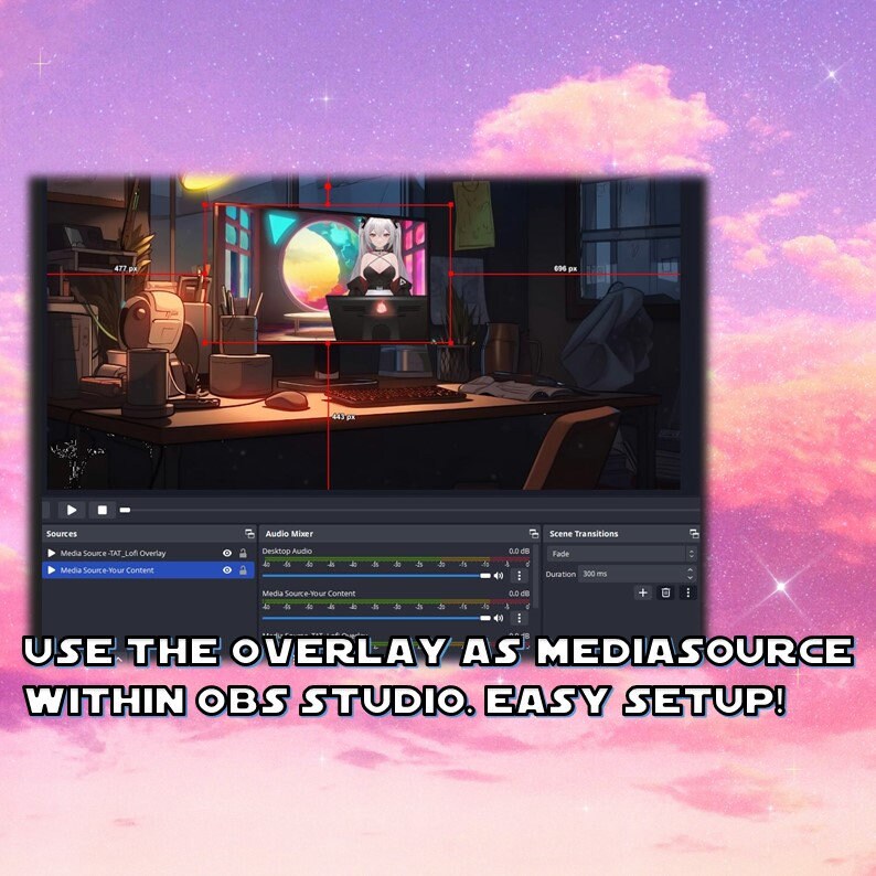 ANIMATED STREAM OVERLAY Lofi Gaming Desk loop, 1080p, Stream Overlay ...