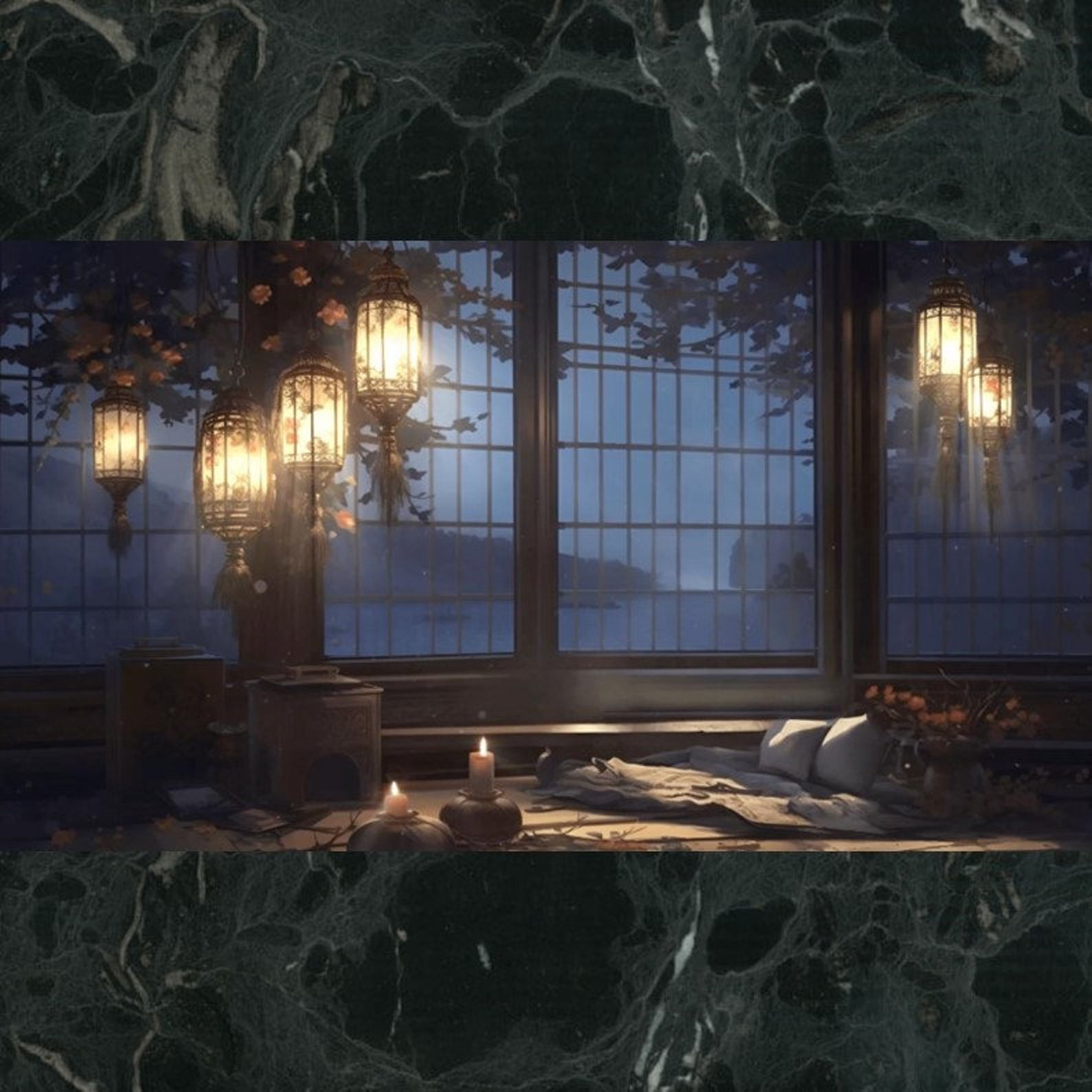 ANIMATED VTUBER BACKGROUND - Romantic Dark Window(loop, 1080p, Stream ...